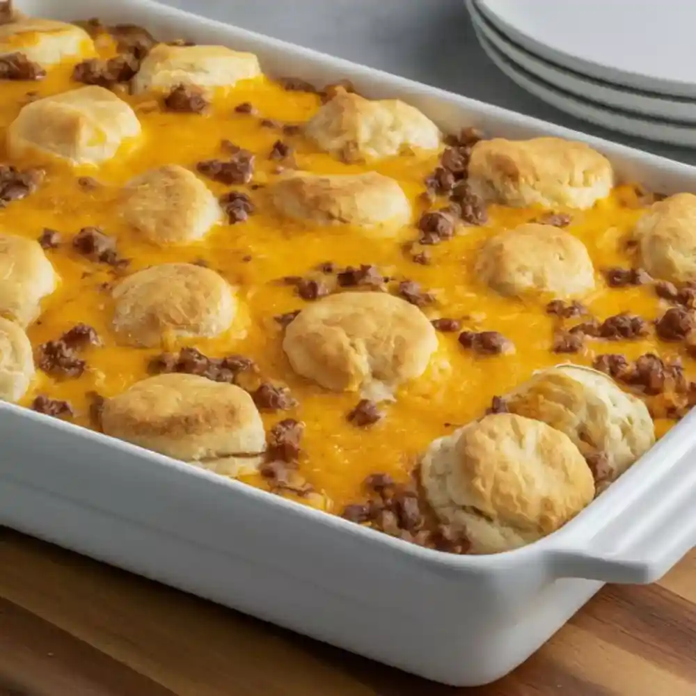 Breakfast Biscuit Casserole Recipe - Cooker Diary